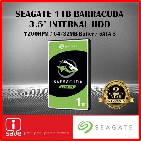 Seagate 1TB 3.5inch BARRACUDA 7200RPM 64/32MB Internal Desktop Hard Drive (ST1000DM010) | Shopee ...