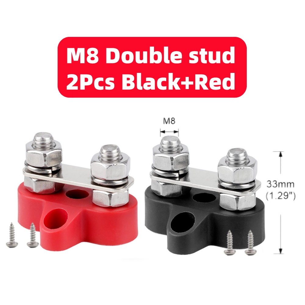 M6 M8 M10 Terminal Block Studs Bus Bar 5/16" 1/4" BusBar Positive Negative Heavy Duty Power ...