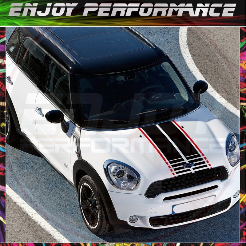 Auto Hood Trunk Decor Stickers Racing Stripe Body Vinyl Decal For Mini ...