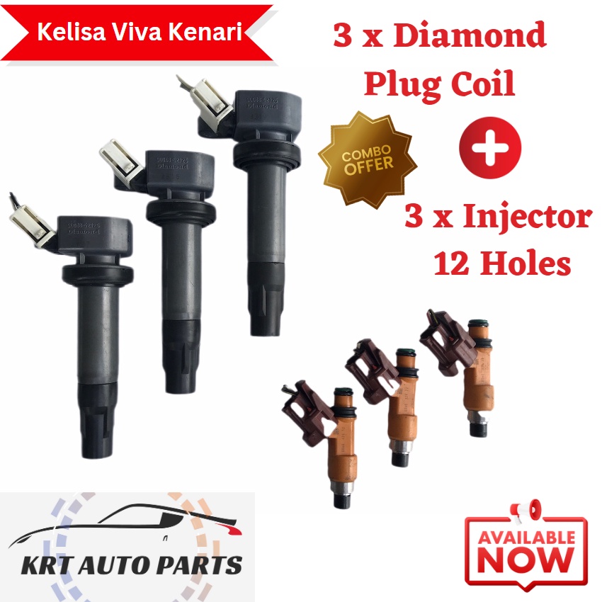 3+3 Combo Set with Injector 12 Holes + DIAMOND Plug Coil Fit For Kelisa ...