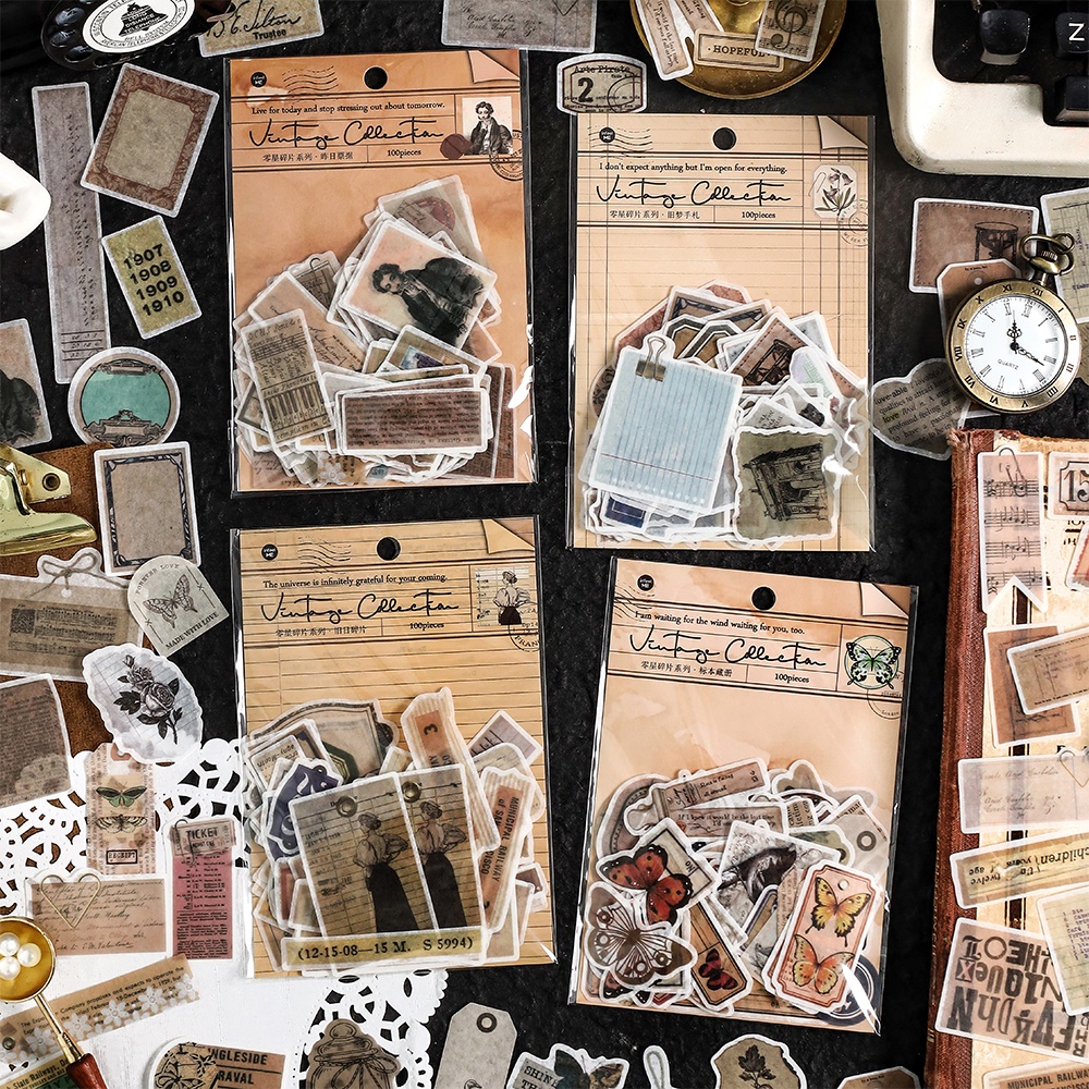 Journamm 100pcs/pack Vintage Scrapbooking Sticker Washi Paper DIY Photo ...