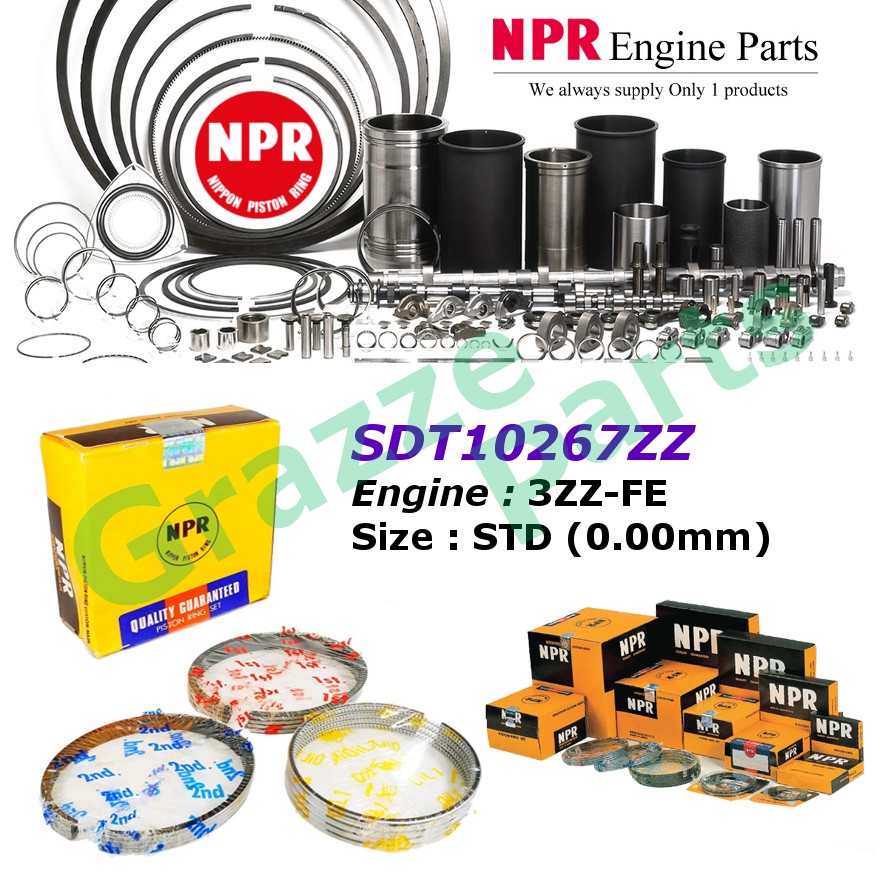 NPR Piston Ring Set SDT10267ZZ for Toyota Corolla Altis 1.6 3ZZ-FE (79 ...