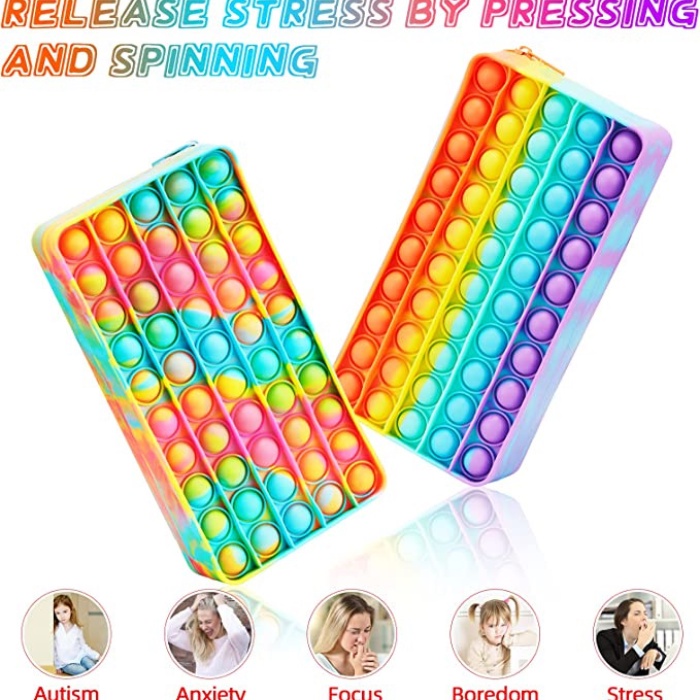 Pop It Pencil Case Fidget Toys Pop Silicone Storage Bag Children's ...