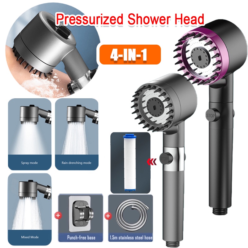 Upgrade Kit 4 In 1 High Pressure Shower Head With Filter Shower Head