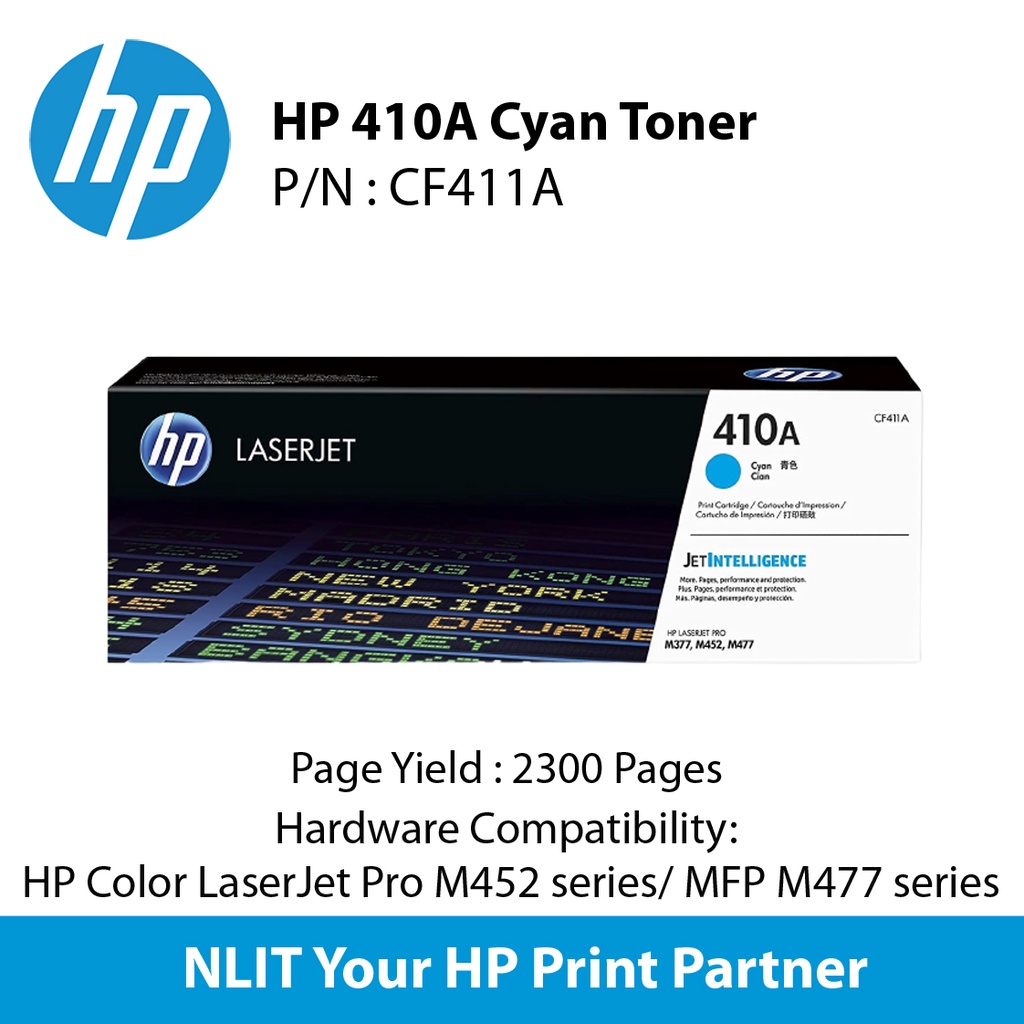 HP Original Toner : HP 410A Cyan : CF411A : 2,300pgs : 2 Years Direct ...