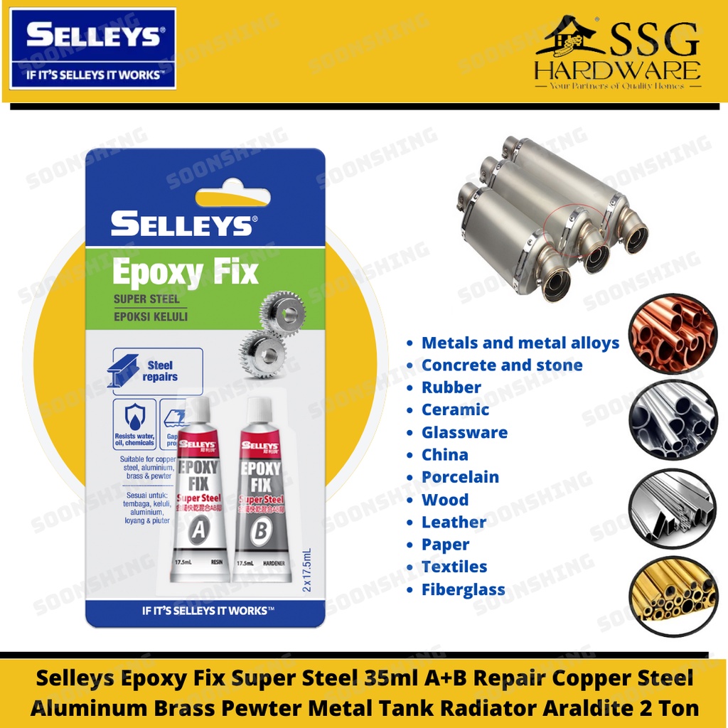 Selleys Epoxy Fix Super Steel 35ml A+B Metal Repair Casting Adhesive ...