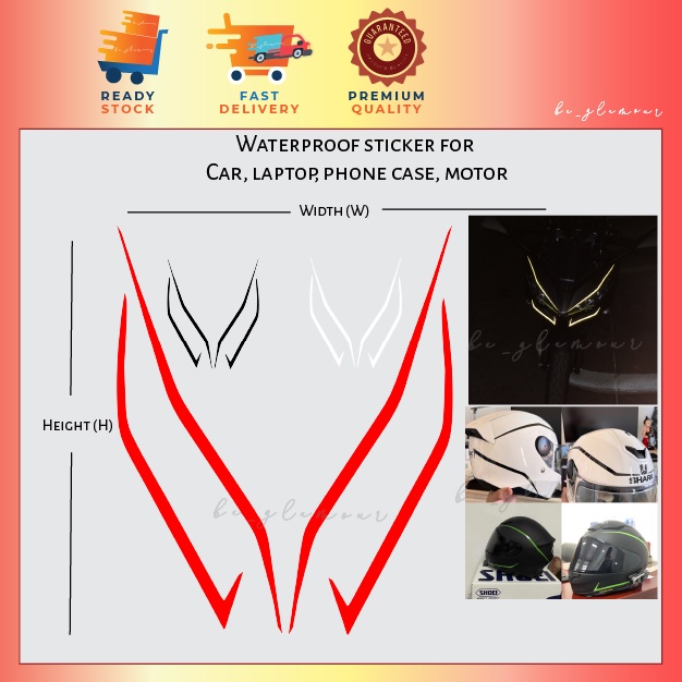 Motor head stripe Sticker Reflective helmet stiker lampu racing motogp ...
