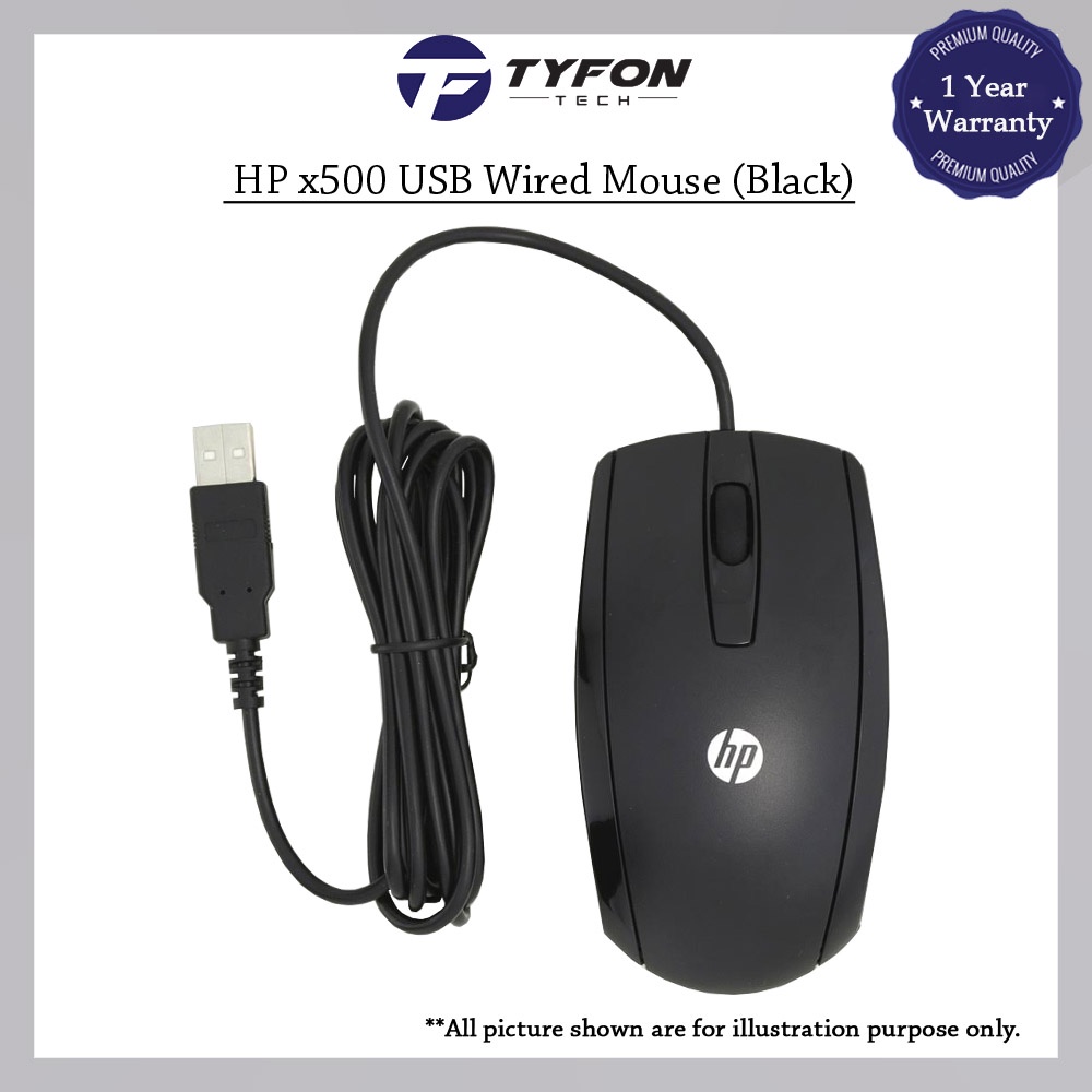 HP X500 USB Optical Wired Mouse (Black) | Shopee Malaysia