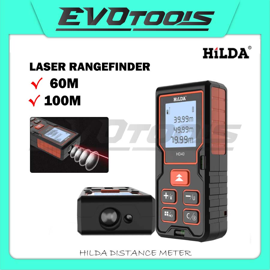 HILDA DISTANCE METER 60M 100M /HANDHELD LASER RANGEFINDER MEASURE ...