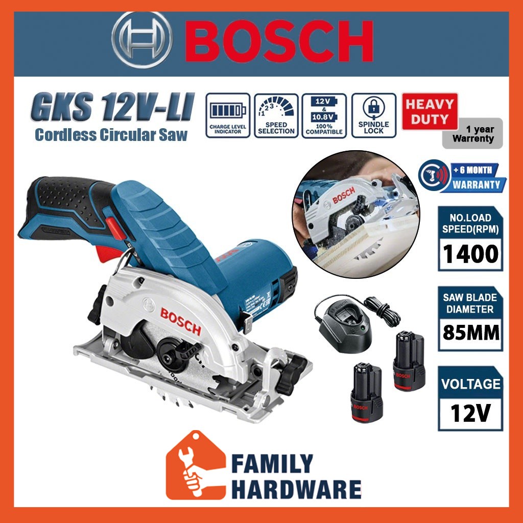 BOSCH GKS 12V-LI Smallest Professional Cordless Circular Saw GBA 2.0Ah ...