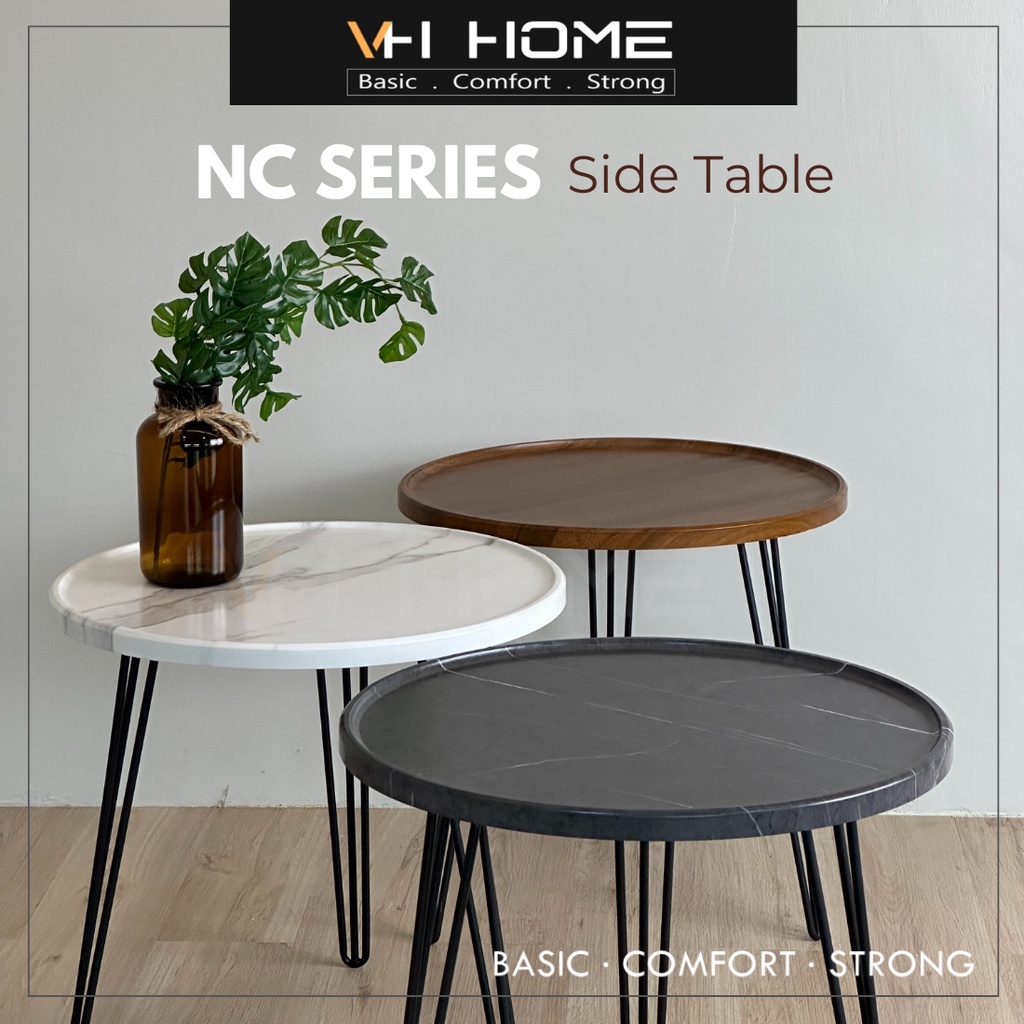 VH NC SERIES Round Side Table With Metal Leg Modern Design Meja Bulat ...