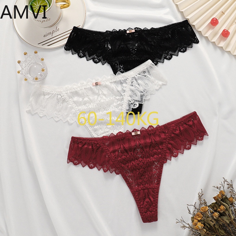 AMVI Sexy Lace Panties Plus Size for Women L-4XL Thongs Hollow Out G ...
