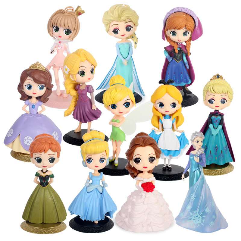 Disney Q Posket Elsa Princess Cake Decoration Tiana Snow White Rapunzel ...