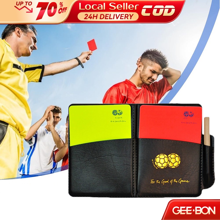 GEEBON Soccer Referee Record Book Football Fluorescent Red Yellow Cards ...