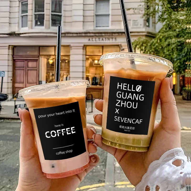 Customized coffee sticker custom ins style American beverage shop one ...