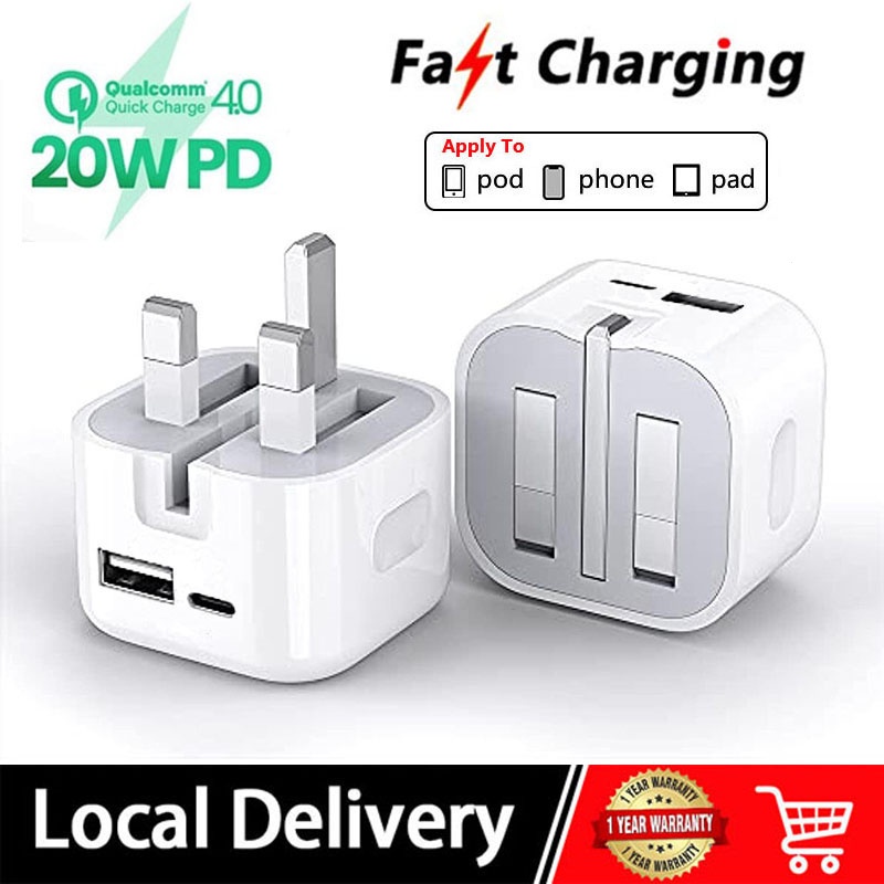20W PD Power Adapter Fast Charging (For14/13/12/11/X/8/7/6) USB Tpye C ...