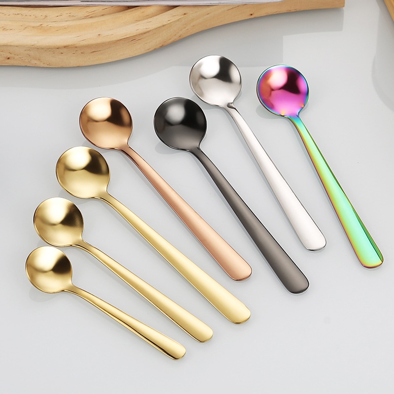 304 Stainless Steel Mini Spoon Small Round Spoon Seasoning Spoon Short ...