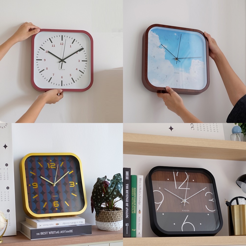 KAISON Minimalist Square Clock 28cm / Jam Dinding Petak / Silent Quartz ...