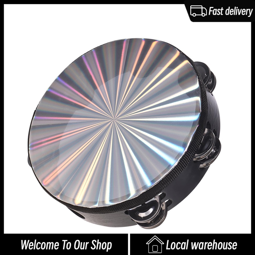 [Fast delivery]8 Inch Wooden Radiant Tambourine Handbell Hand Drum with ...