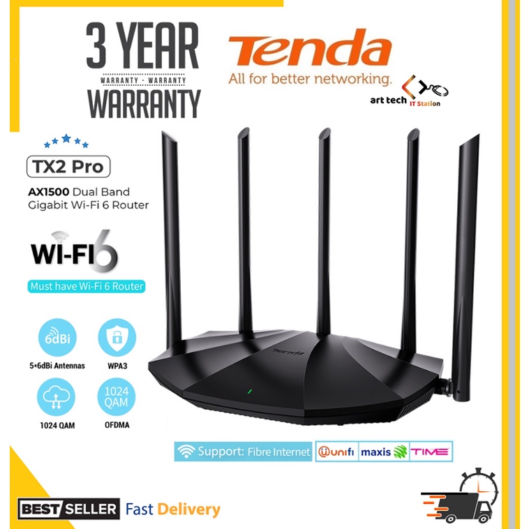 TENDA TX2 PRO AX1500 DUAL BAND GIGABIT QUAD-CORE WI-FI 6 WIRELESS ROUTER ACCESS POINT | Shopee ...
