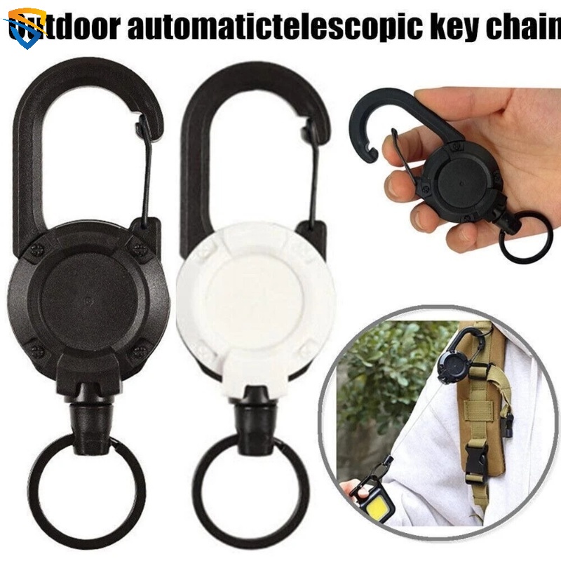 Outdoor Automatic Retractable Wire Rope Carabiner Luya Anti-theft ...