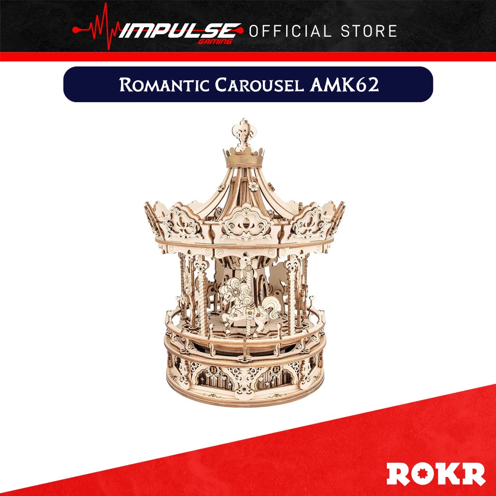 Robotime ROKR Romantic Carousel Mechanical Music Box AMK62 | Shopee ...