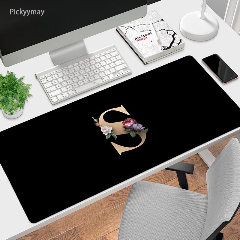 Initial Name Mouse Pad Gamer Mousepad Company Keyboard Mat Floral ...