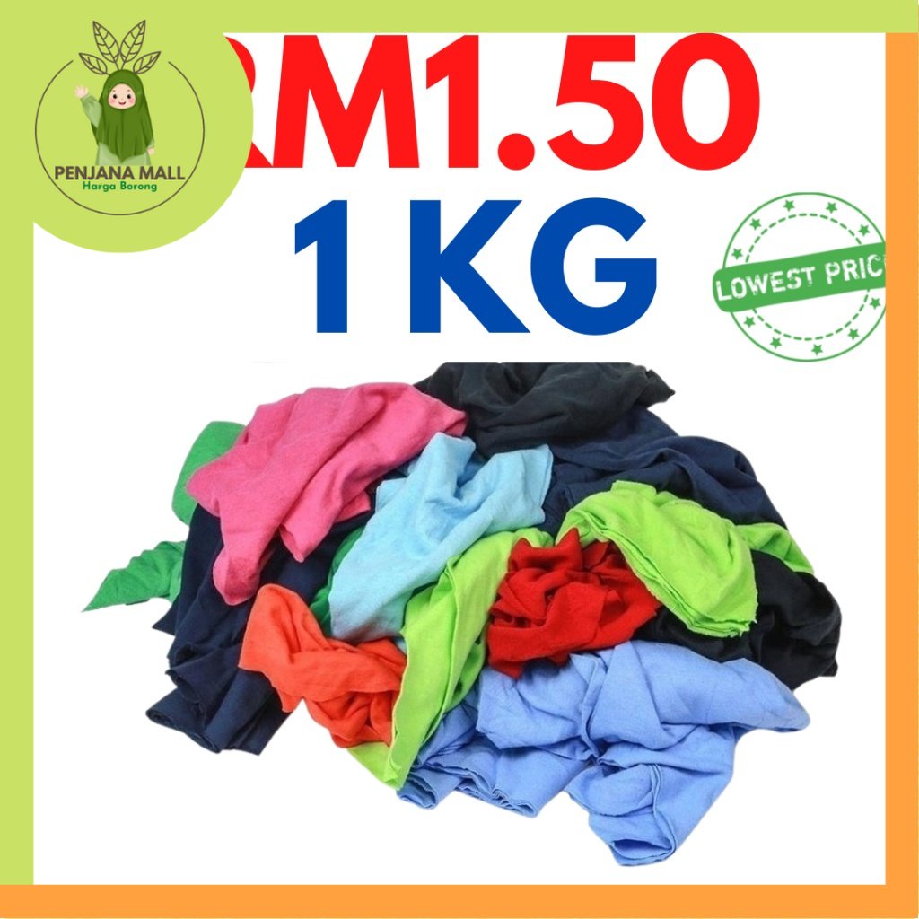 1kg Machine/ Sewed Cotton Rag / Kain Buruk Jahit / Kain Lap / Sewn Rags ...
