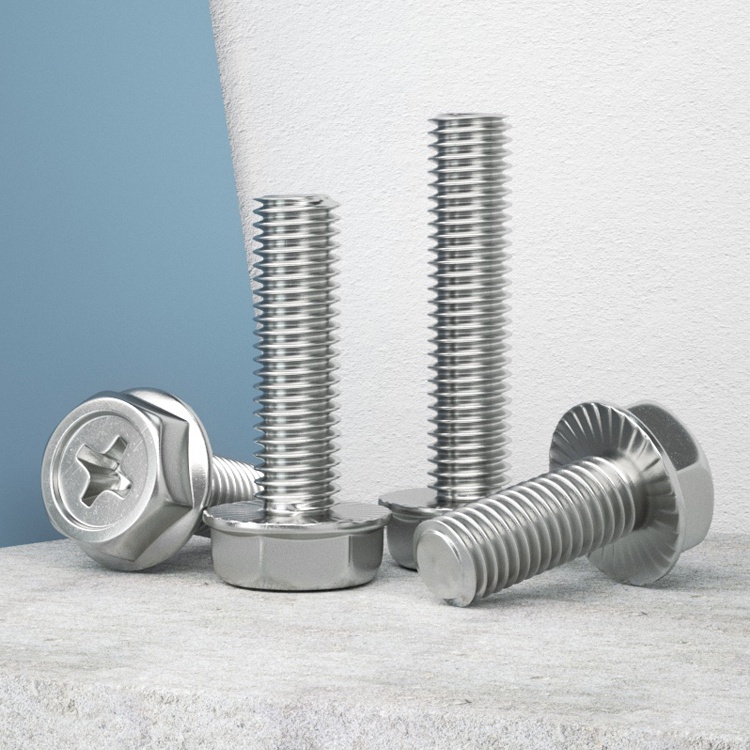 M5/m6/m8 A2-70 SUS304 Stainless Steel Phillips Flange Screws Anti-Slip ...