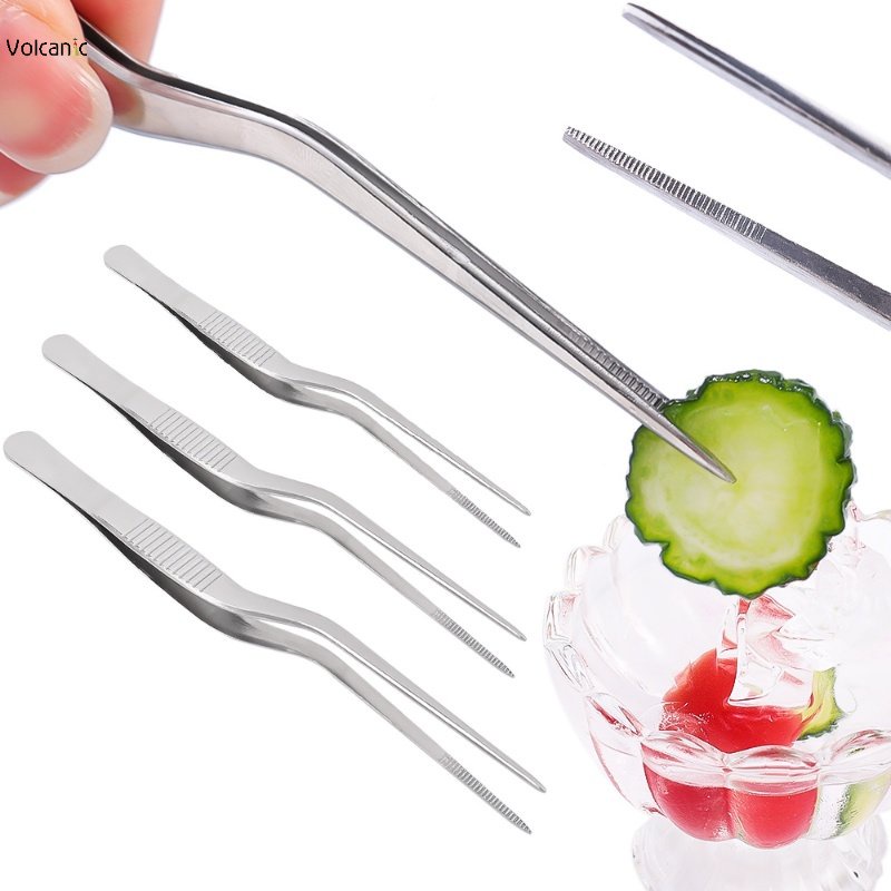 3 Sizes Kitchen Stainless Steel Tweezer Barbecue Food Tweezers Clip ...