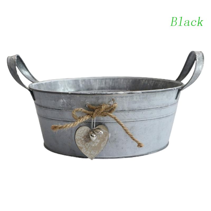 BLACK 1 Pack Small Galvanized Buckets Oval Metal Pails for , Rustic ...