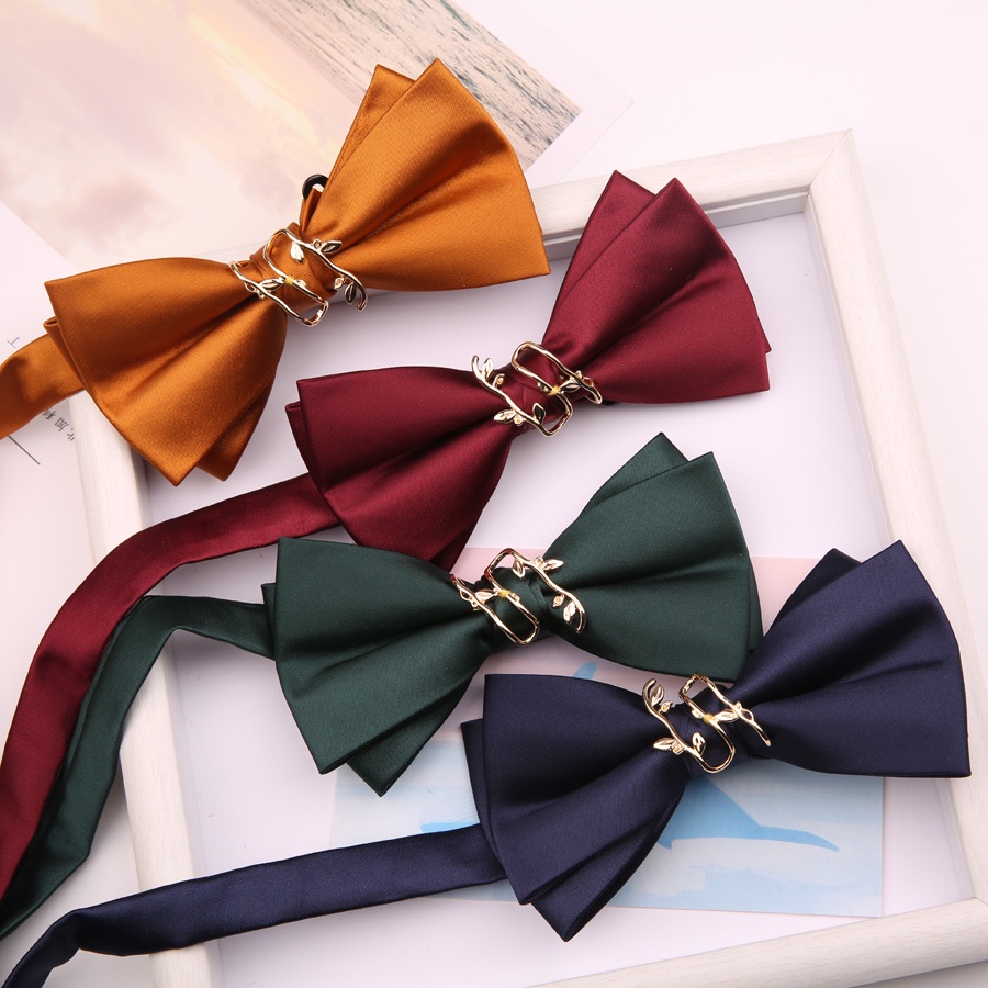 6*12CM High Quality Men's Navy Dark Red Green Solid Polyester Bowties ...