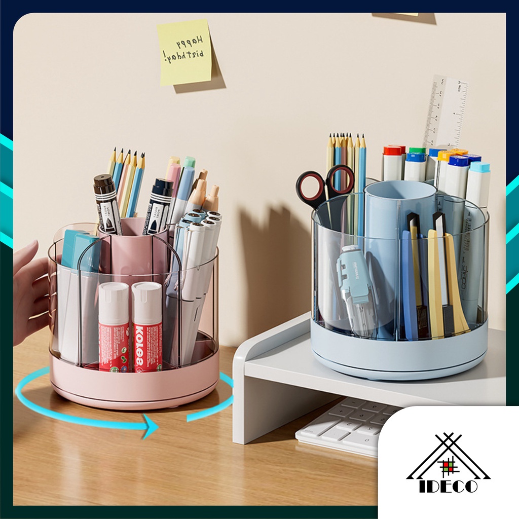 IDECO 360°Rotating Makeup Brush Storage Stationary Storage Eyebrow ...