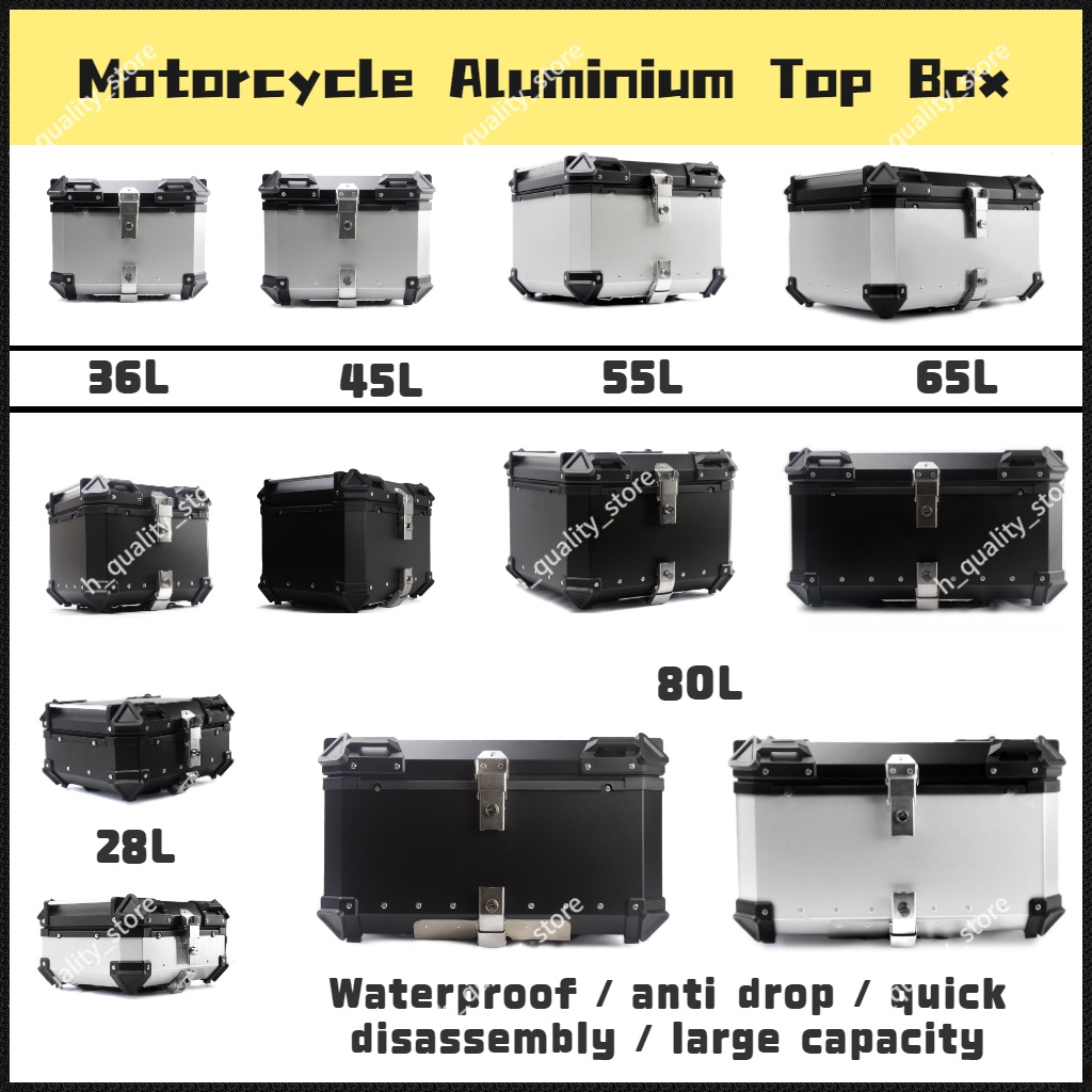 Motorcycle Aluminium Top Box Kotak Motosikal Aluminum 28L 36L 45L 55L ...