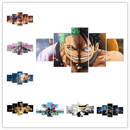 5Panels Unframed Printed HD Poster Classic Japanese Anime One Piece ...