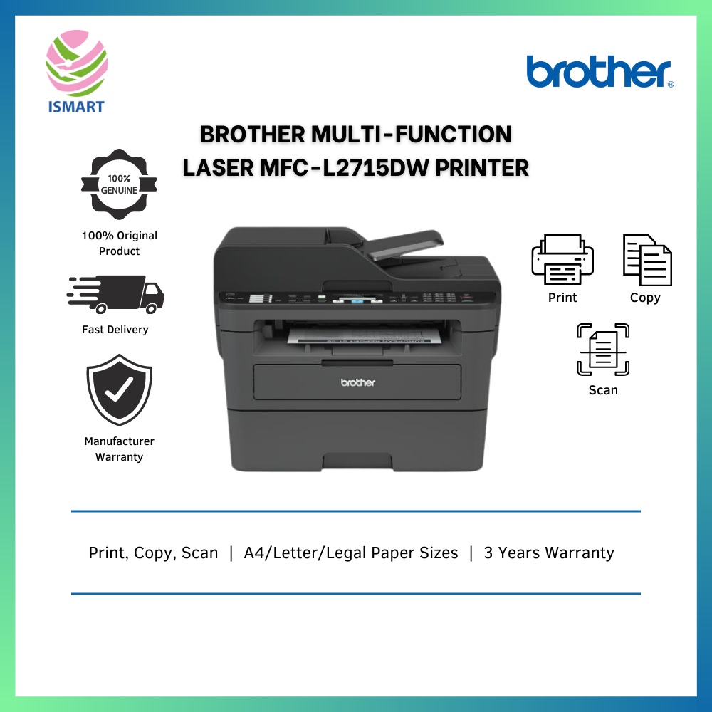Brother Printer MFC-L2715DW Mono Laser Multi-Function ( Print, Copy ...