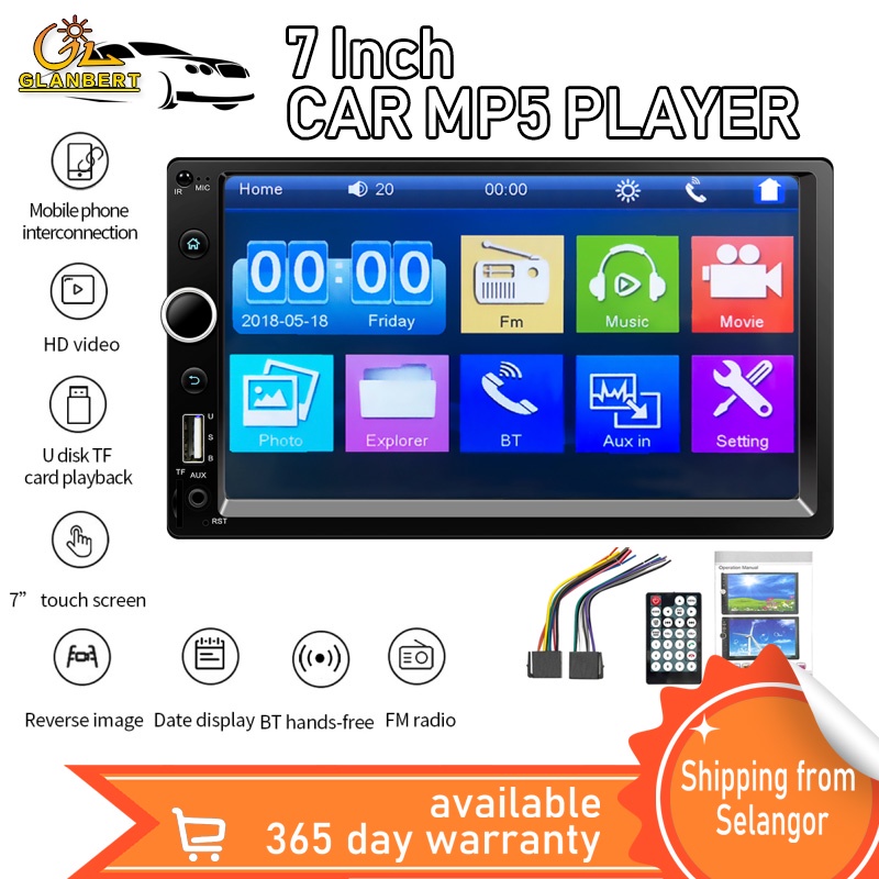 Universal 7 Inch Radio Kereta Mp5 Player Car Bluetooth Double Din ...
