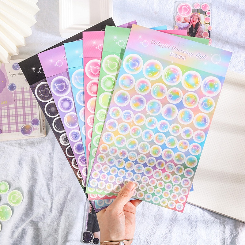 Large Sheet Fantasy Bubble Series Glittering Stickers Scrapbook Deco ...