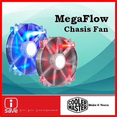 COOLER MASTER MEGAFLOW 200 RED/BLUE LED SILENT FAN | Shopee Malaysia