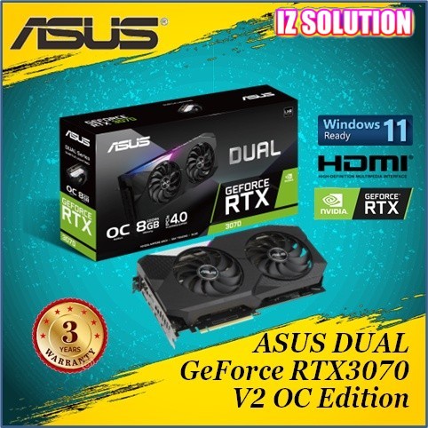 ASUS DUAL GeForce RTX 3070 V2 OC Edition 8GB GDDR6 VGA Graphic Card ( DUAL-RTX3070-O8G-V2 ...