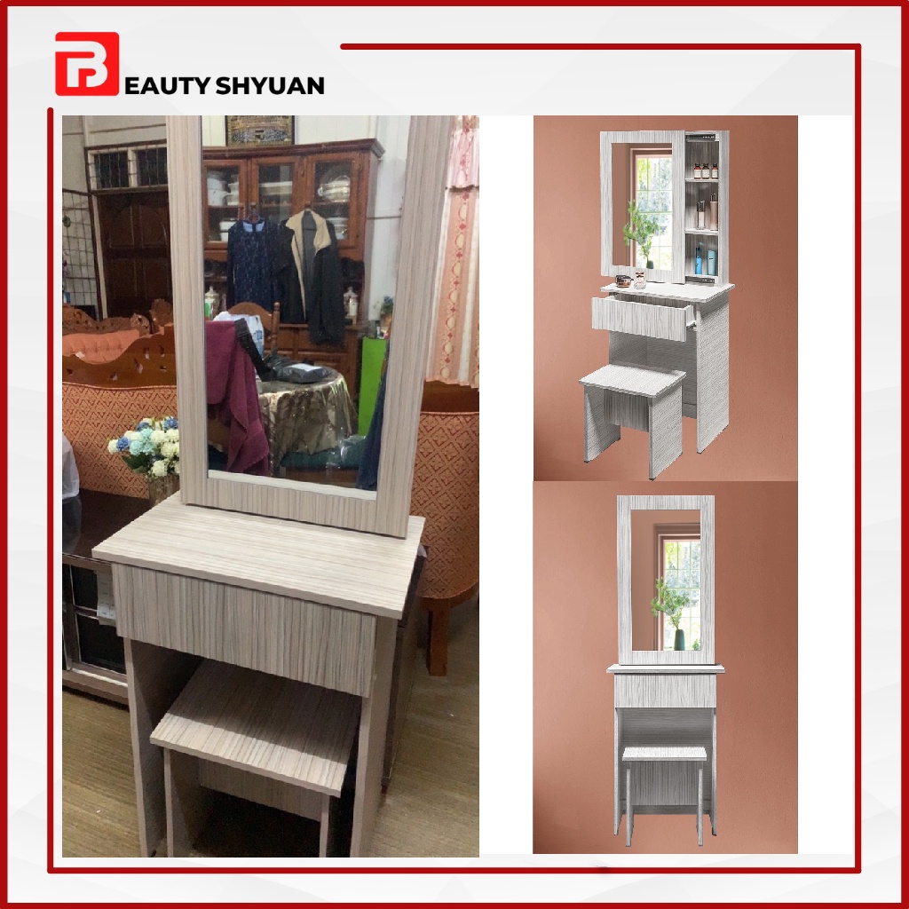 [FREE SHIPPING] CLASSIC Grey White Dressing Table With Mirror Meja ...