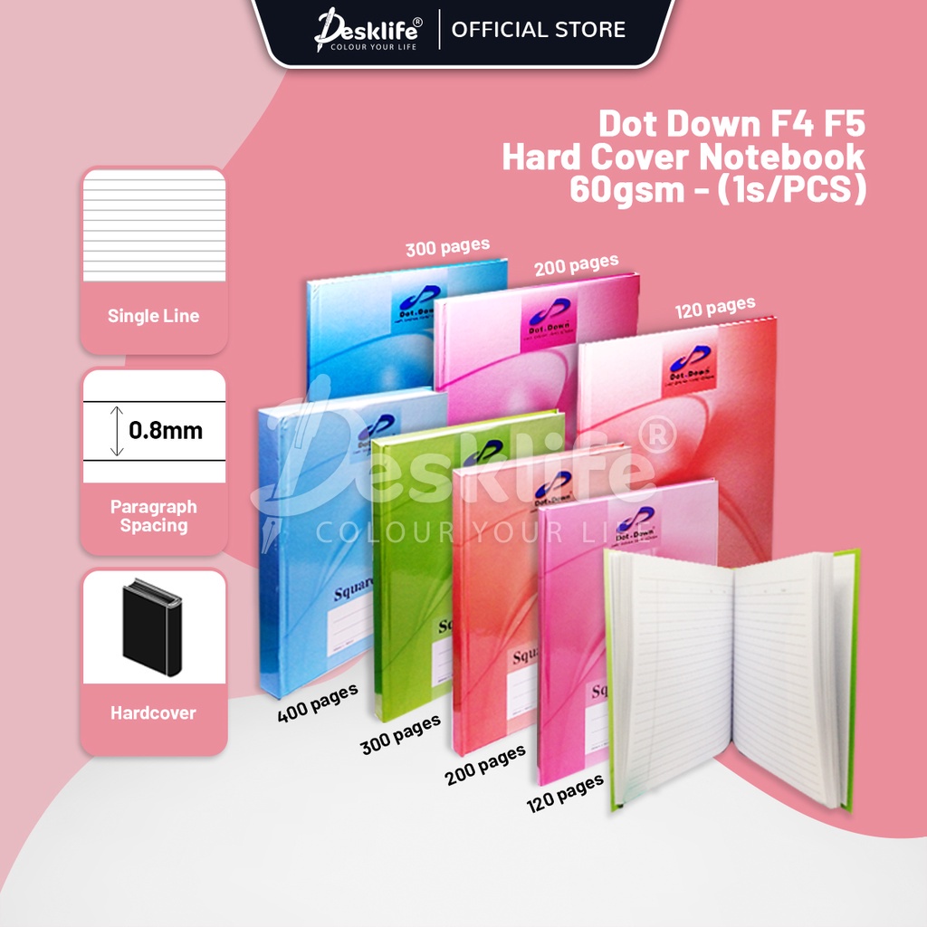 Desklife Dot Down F4 F5 Hard Cover Logbook Buku Log Foolscap Book ...