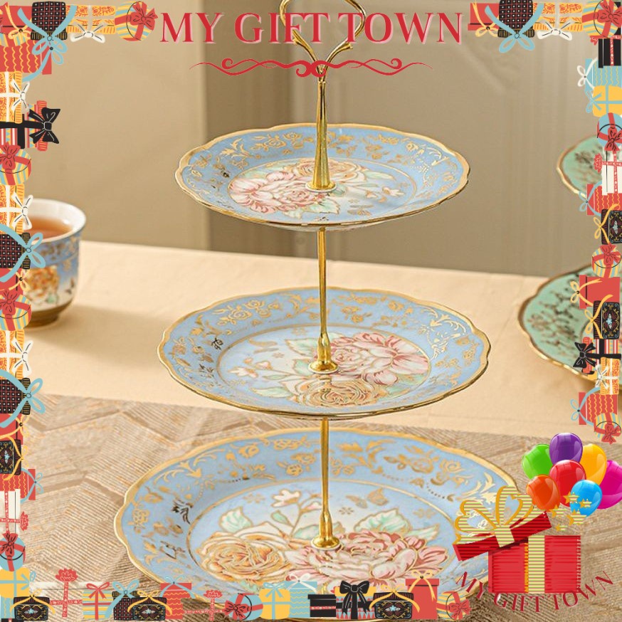 European Ceramic 3 Tier Dessert Tray Detachable High Tea Stand Cake ...