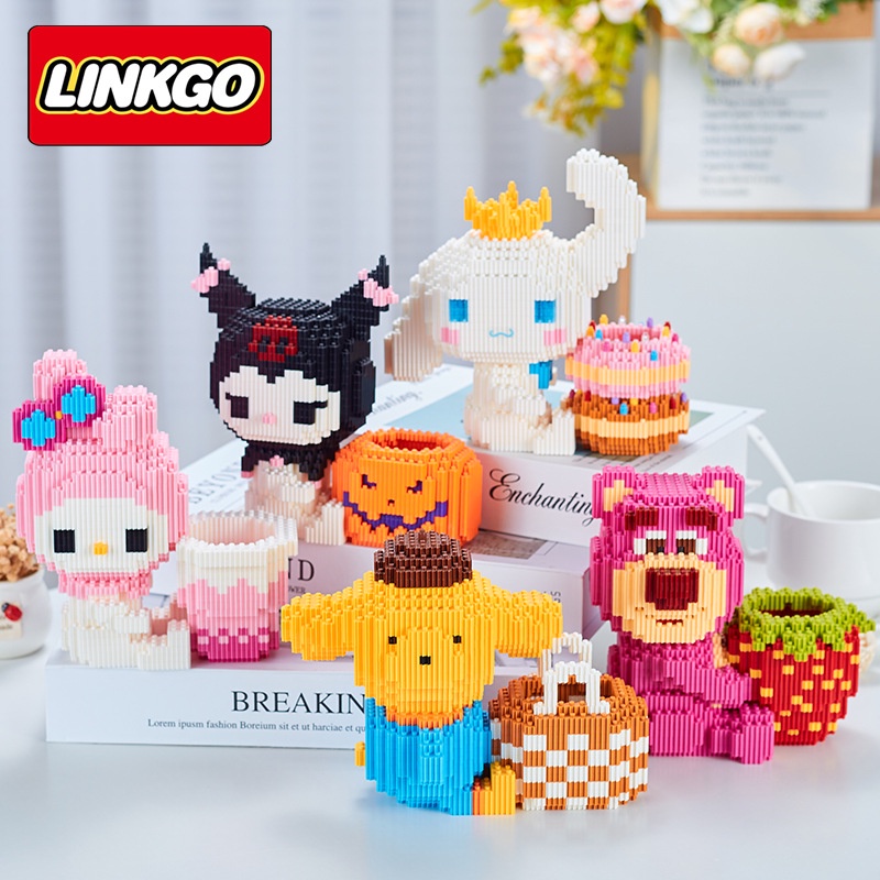 NEW Linkgo Cartoon Pen Container Connection Blocks Mario Pikachu Sanrio ...