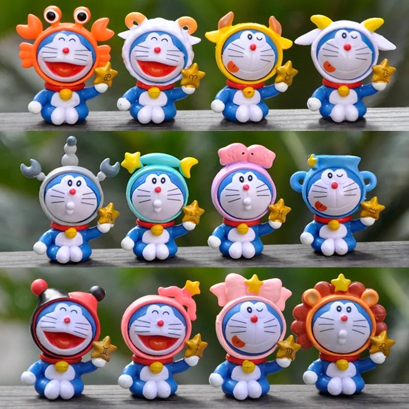Anime Doraemon Astrological Sign The Zodiac Series Figurines 12pcs/set ...