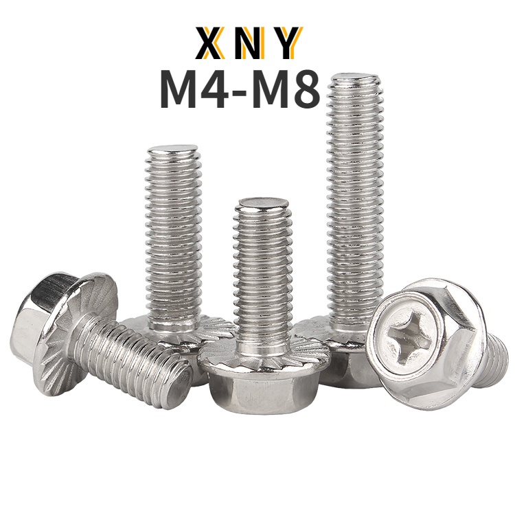 [XNY] A2-70 SUS304 Stainless Steel Phillips Flange Screw Anti-slip Screw with Pad M4-M8 | Shopee ...