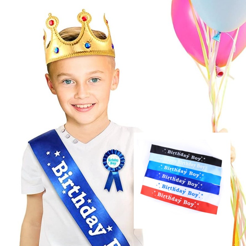 Birthday Boy Letters Shoulder Strap Satin Sash Ribbons Adult Kids Party ...