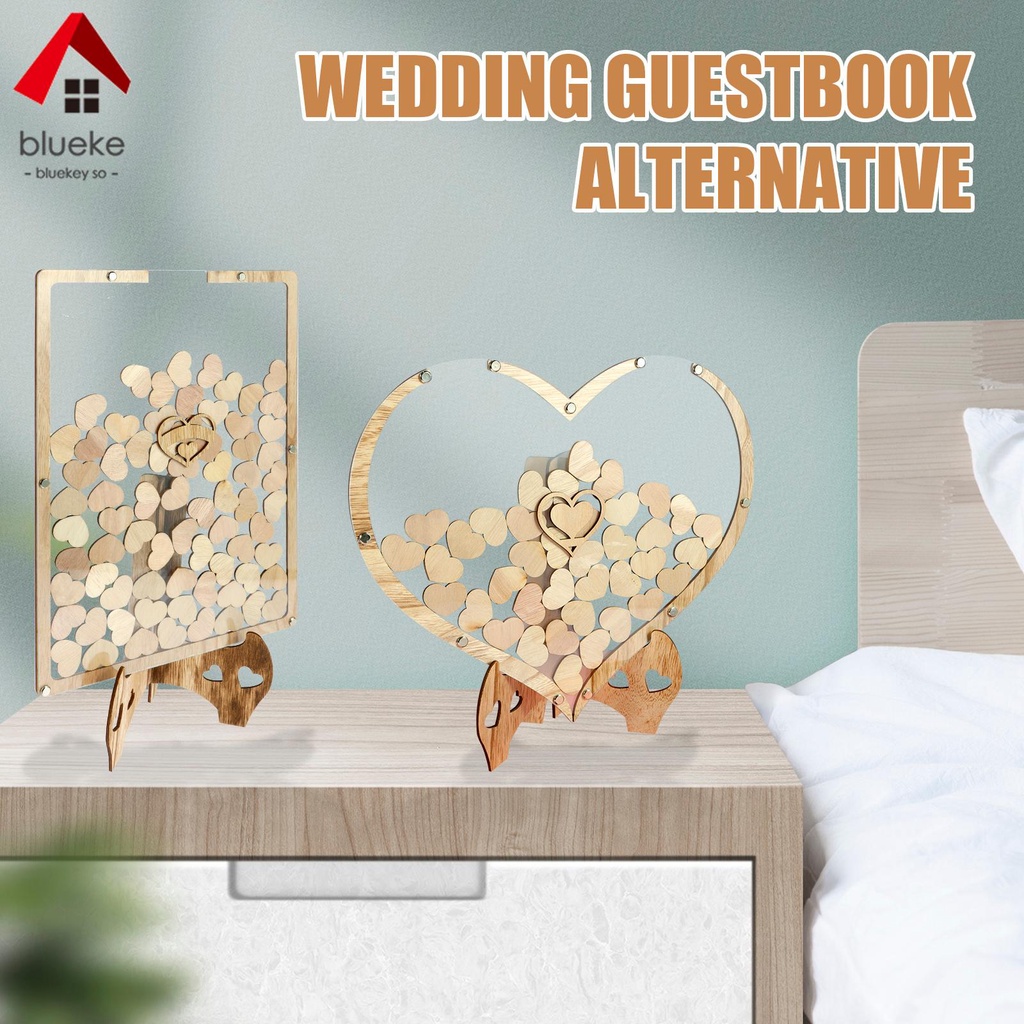 Wedding Guest Book Set with 80 Heart Sign Cards 2 Pens and Storage Box ...