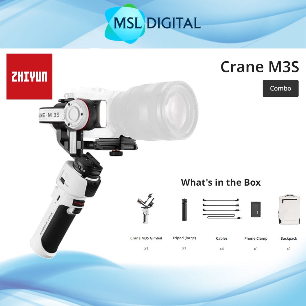ZHIYUN CRANE M3S 3-Axis Handheld Gimbal Stabilizer | Bluetooth Shutter ...