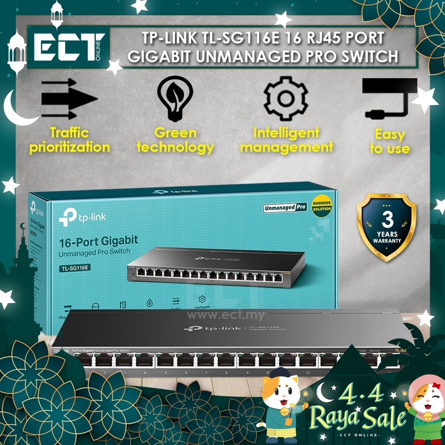 TP-Link TL-SG116E 16 10/100/1000Mbps RJ45 Ports Gigabit Unmanaged Pro Desktop Switch | Shopee ...